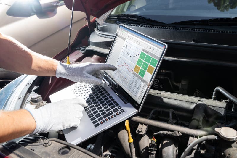 Male mechanic car engine stock image. Image of notes - 40196593