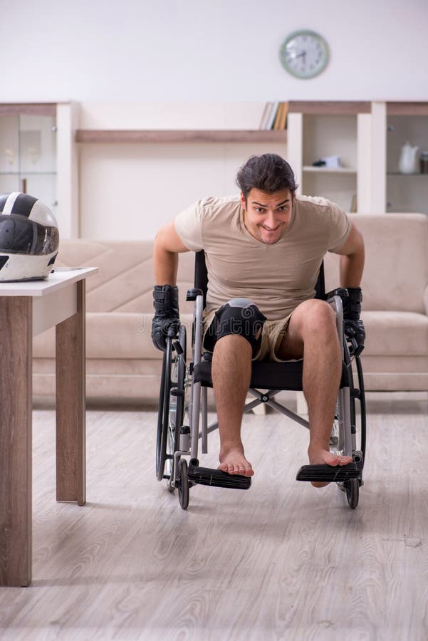 Young Male Motor-cyclist Suffering at Home after Accident Stock Photo ...