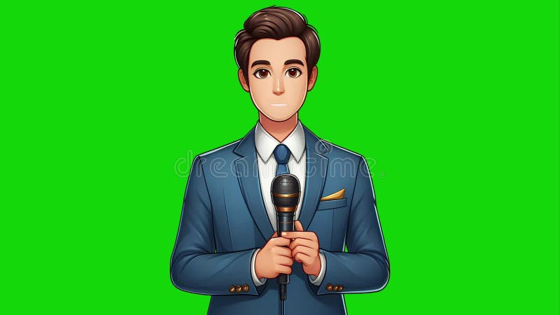 Young Male News Reporter on Green Screen Stock Video - Video of suit ...