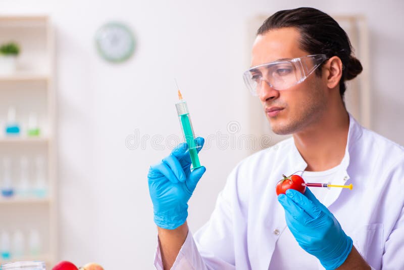 Young Male Nutrition Expert Testing Food Products in Lab Stock Image ...