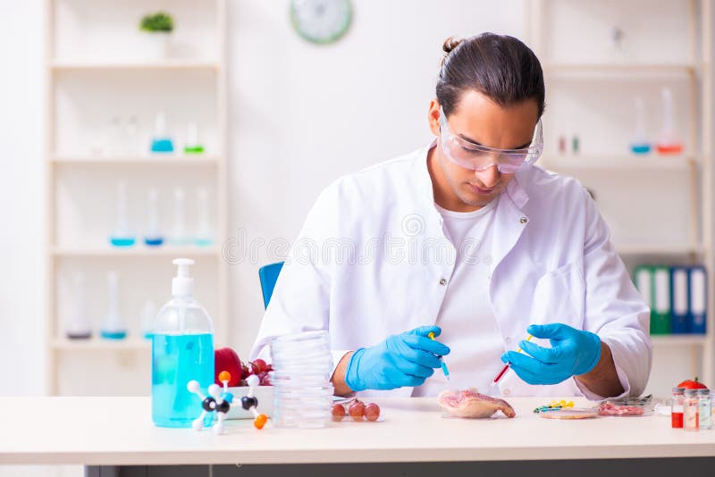 Young Male Nutrition Expert Testing Food Products in Lab Stock Image ...