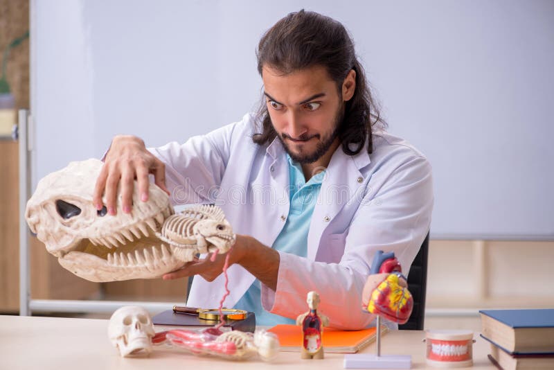 Young Male Paleontologist in Front of the Whiteboard Stock Photo ...