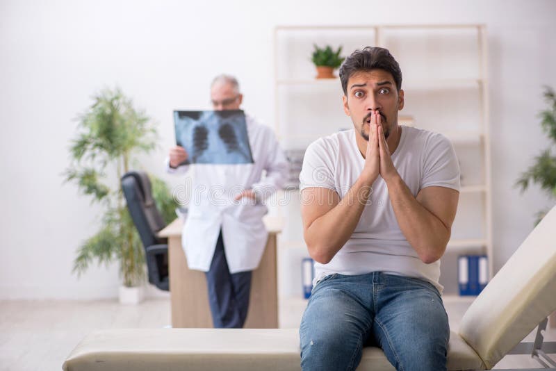Young Male Patient Visiting Old Male Doctor Radiologist Stock Image ...