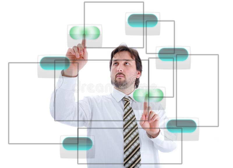 Young Male Person Pressing Digital Buttons Stock Photo - Image of blue ...