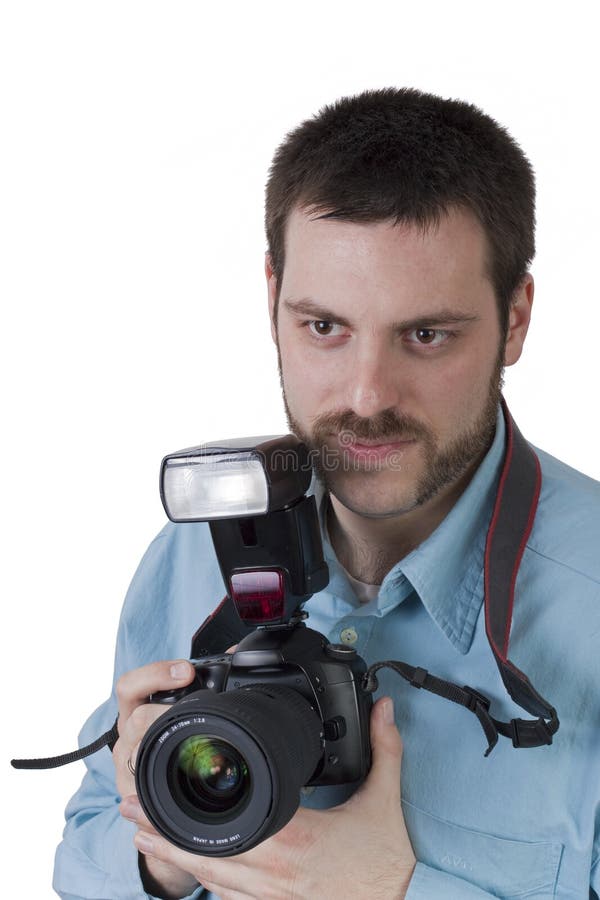 Young Male Photographer Digital Camera in Hands Stock Photo - Image of ...