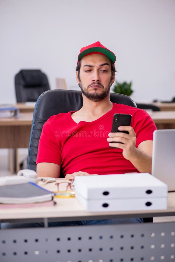 Young Male Pizza Guy in Industrial Espionage Concept Stock Image ...