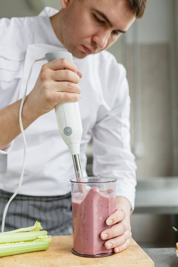 Young Male Preparing Smoothie Stock Image - Image of professional ...