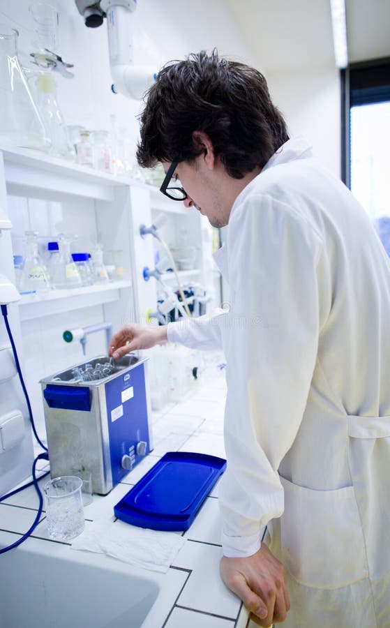 Young Male Researcher in a Chemistry Lab Stock Image - Image of ...