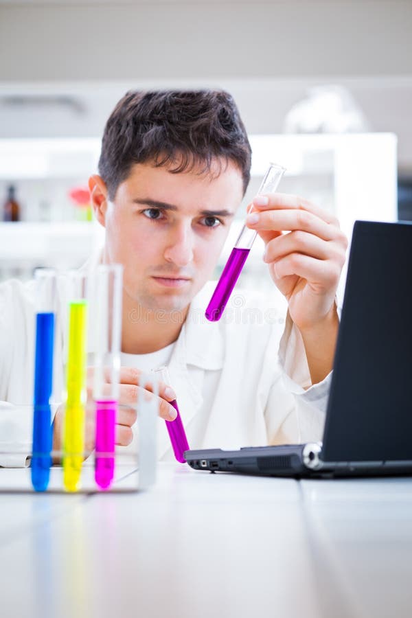 Young Male Researcher in a Lab Stock Photo - Image of look, flask: 25387354