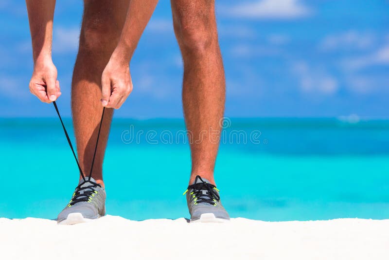 Young Male Runner Getting Ready To Start on White Stock Image - Image ...