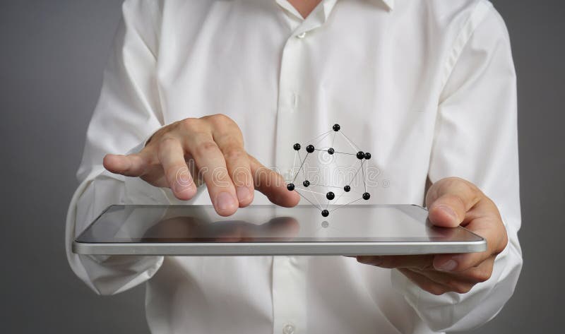 Young Male Scientist Working with a Model of the Atom. Stock Image ... Young Male Scientist Working with a Model of the Atom. Stock Image ...
