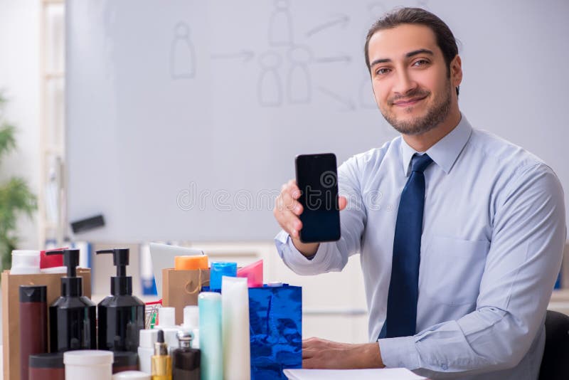 Young Male Shopaholic in E-commerce Concept Stock Image - Image of ...