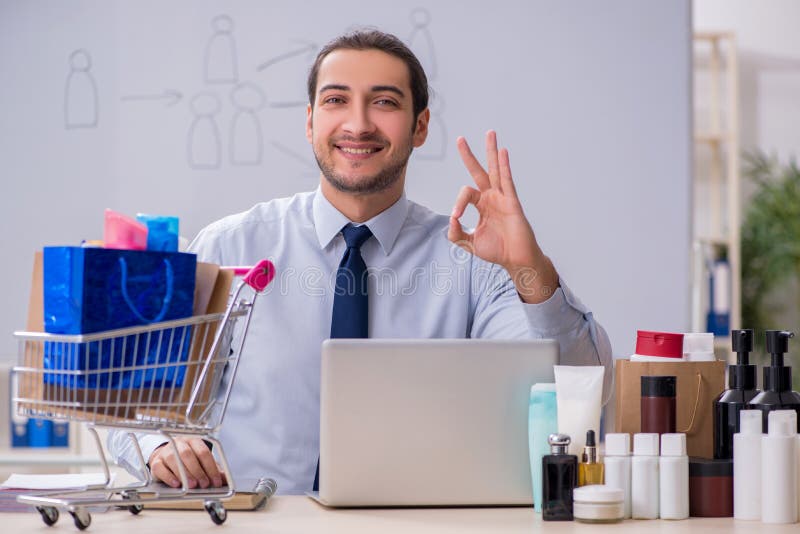 Young Male Shopaholic in E-commerce Concept Stock Image - Image of ...