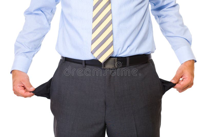 Broke and Poor Business Man with Empty Pockets Stock Photo - Image of ...