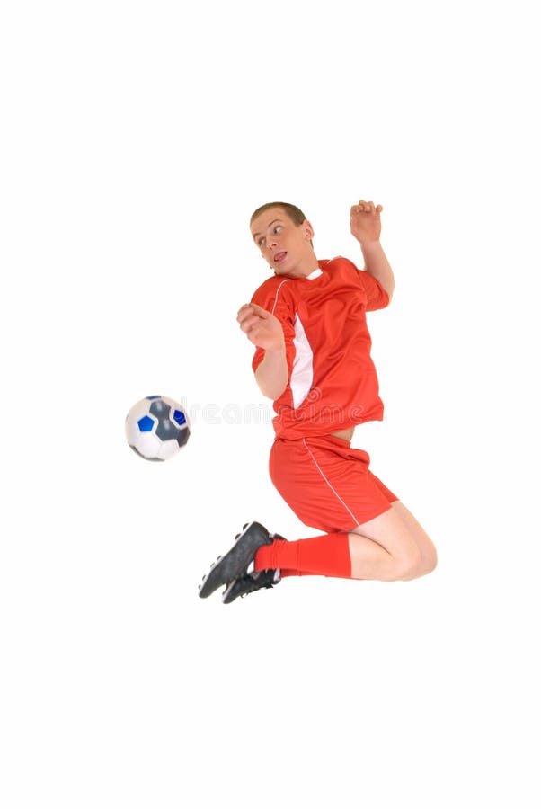 Man Soccer Football Player Flying Kicking Stock Photo - Image of ...