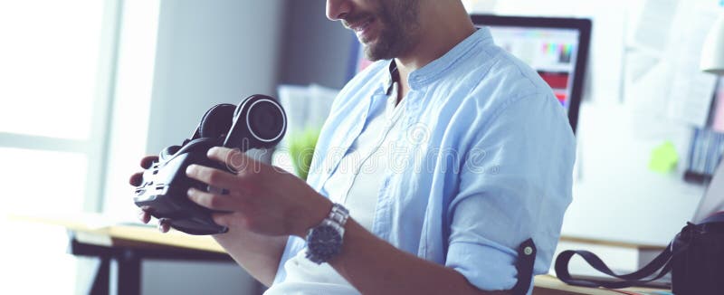 Young Male Software Programmer Testing A New App With 3d Virtual ...