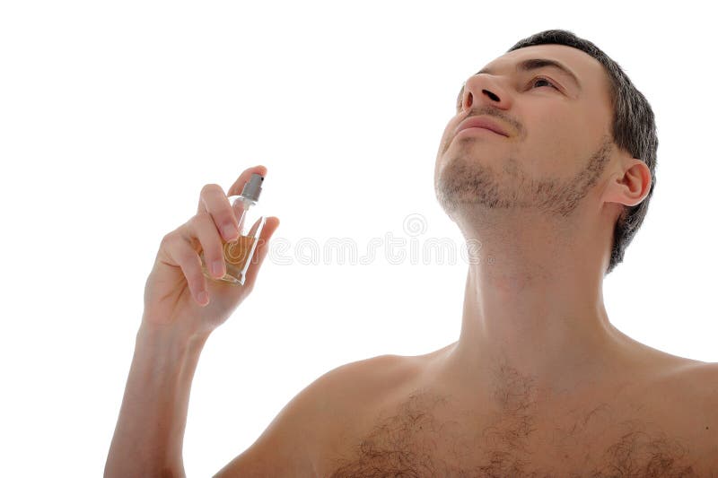 Young Male Spray Perfume on His Skin Stock Photo - Image of aroma, hand ...