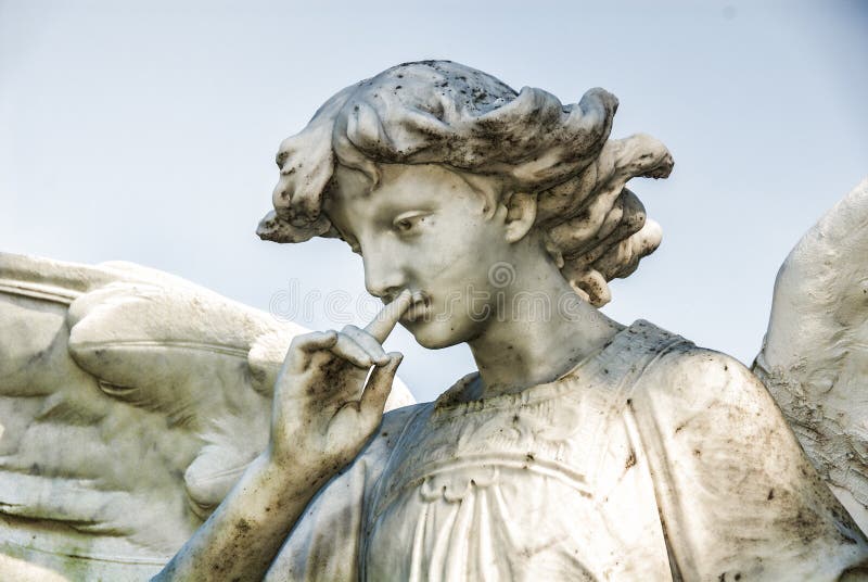 Young Male Stone Angel stock image. Image of adoration - 52834709