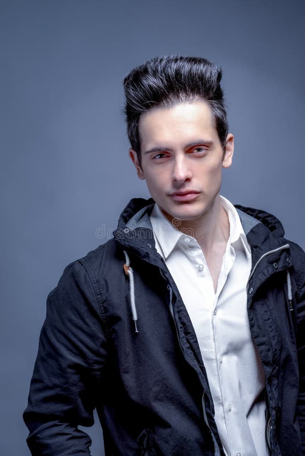 Young Male Strong Facial Features Stock Image - Image of posing, full ...
