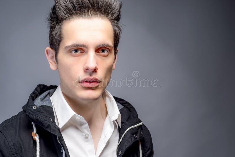 Young Male Strong Facial Features Stock Photo - Image of brows, person ...