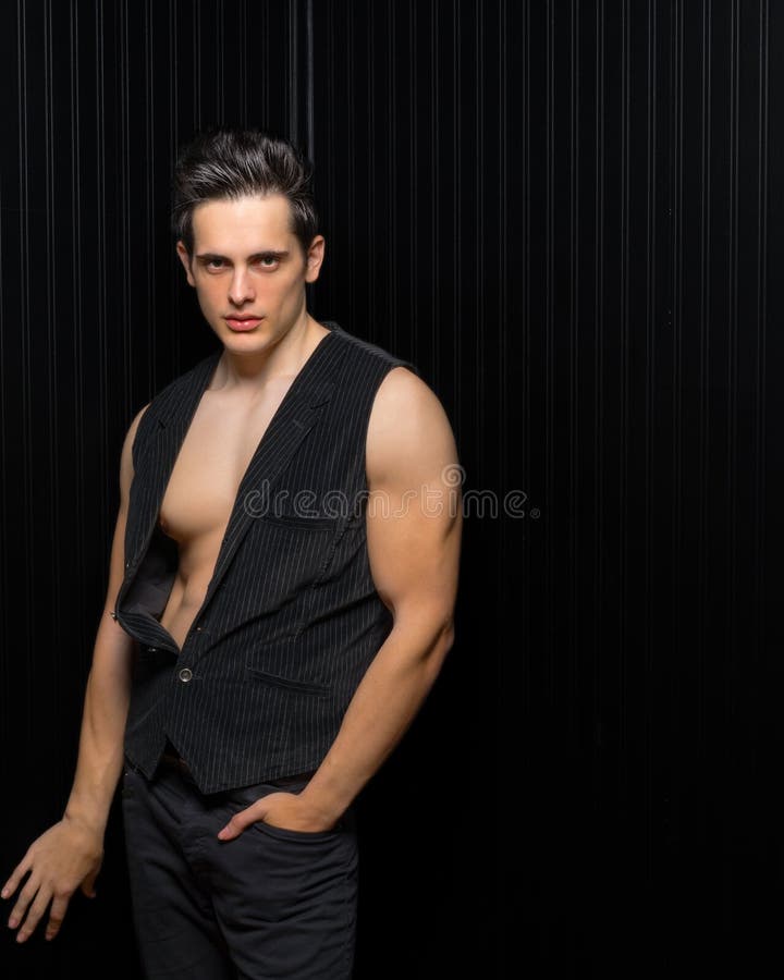 Young Male Strong Facial Features Stock Image - Image of model, hair ...