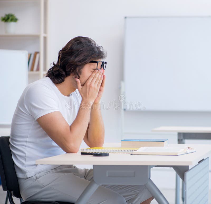 Young Male Student in Front of Whiteboard Stock Image - Image of ...