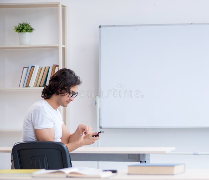 Young Male Student in Front of Whiteboard Stock Photo - Image of exam ...