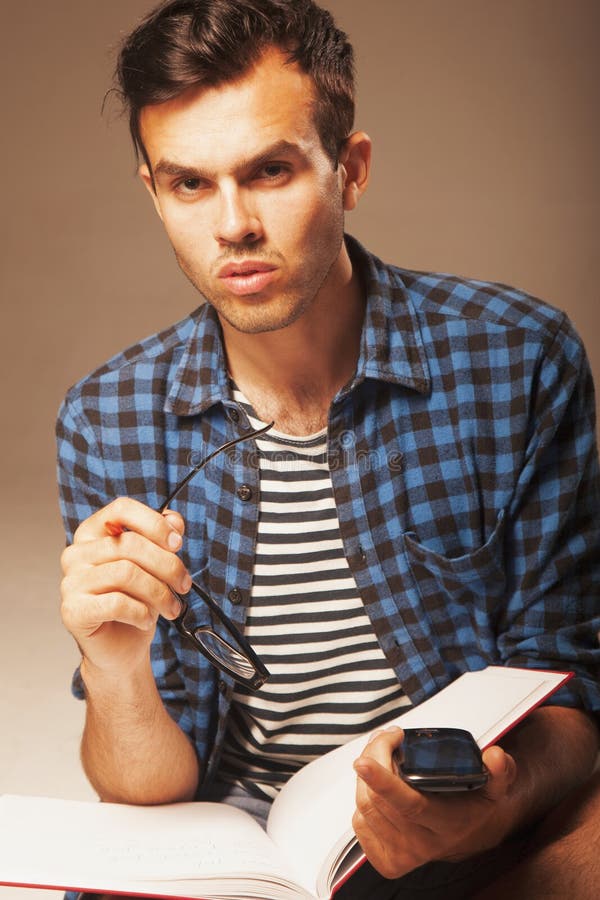 Young Male Student Preparing for Exams.self-development, Learni Stock ...