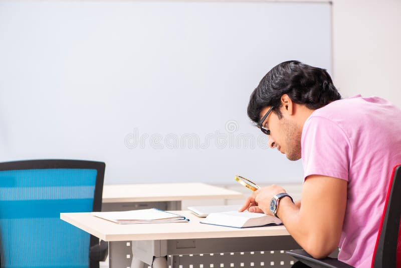 The Young Male Student Sitting in the Class Stock Image - Image of exam ...