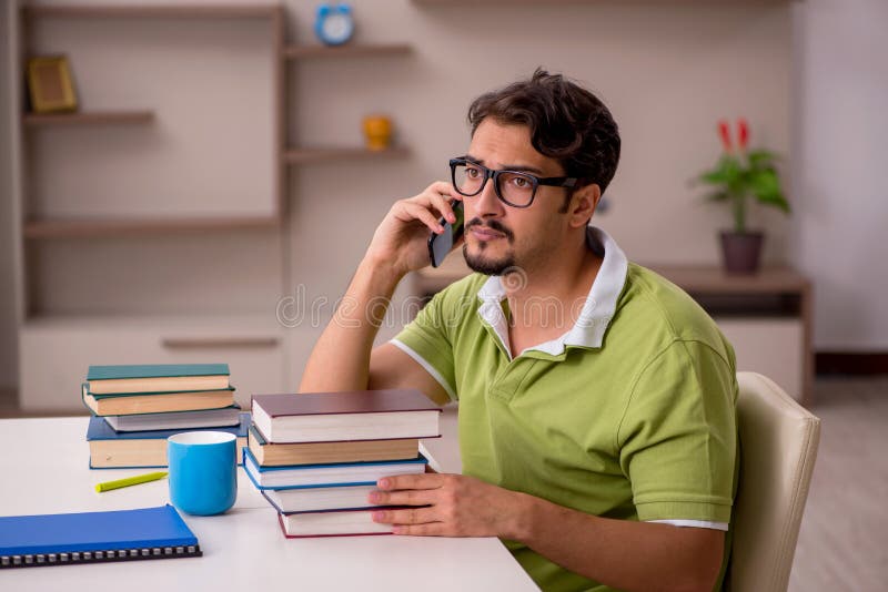 Young Male Student Studying at Home Stock Image - Image of home ...