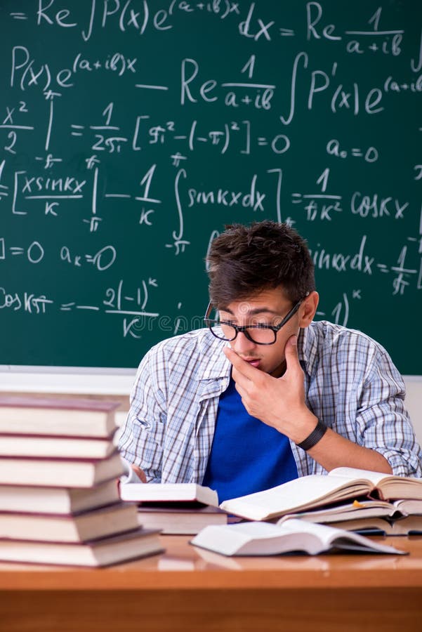 The Young Male Student Studying Math At School Stock Image - Image of ...