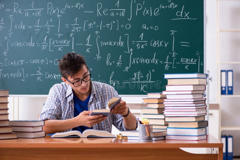 The Young Male Student Studying Math at School Stock Image - Image of ...