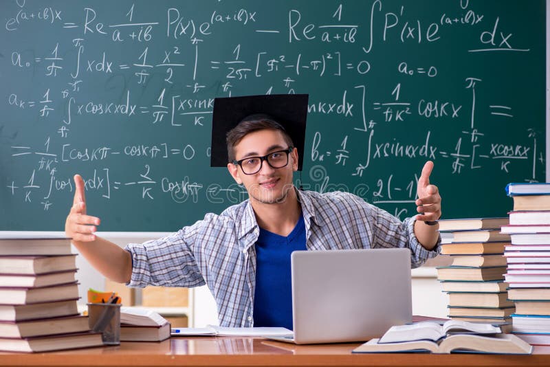 The Young Male Student Studying Math at School Stock Image - Image of ...