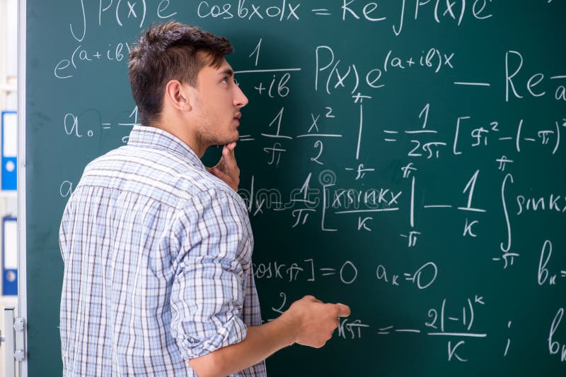 The Young Male Student Studying Math at School Stock Image - Image of ...