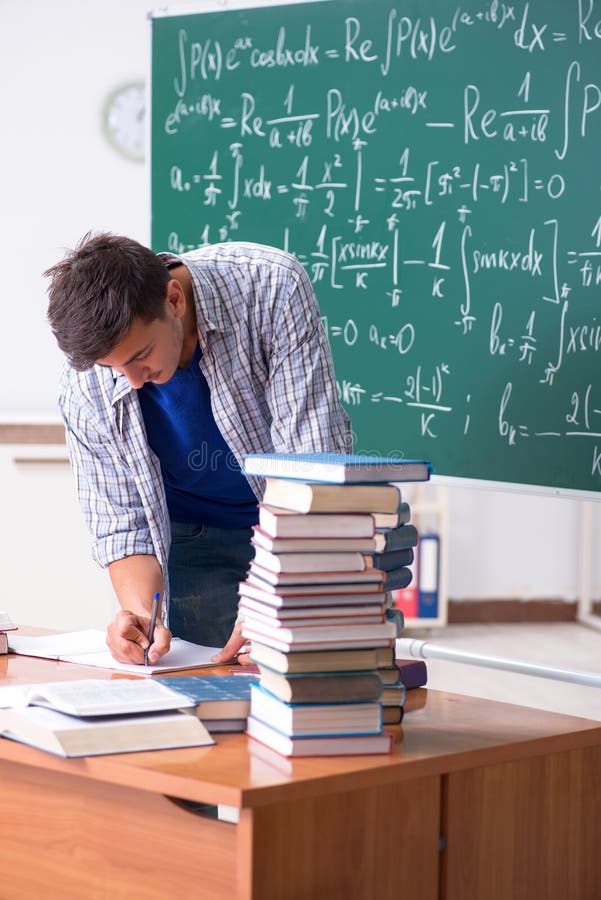The Young Male Student Studying Math at School Stock Image - Image of ...