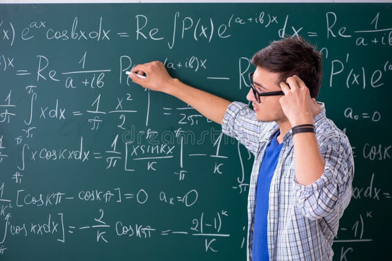The Young Male Student Studying Math at School Stock Photo - Image of ...
