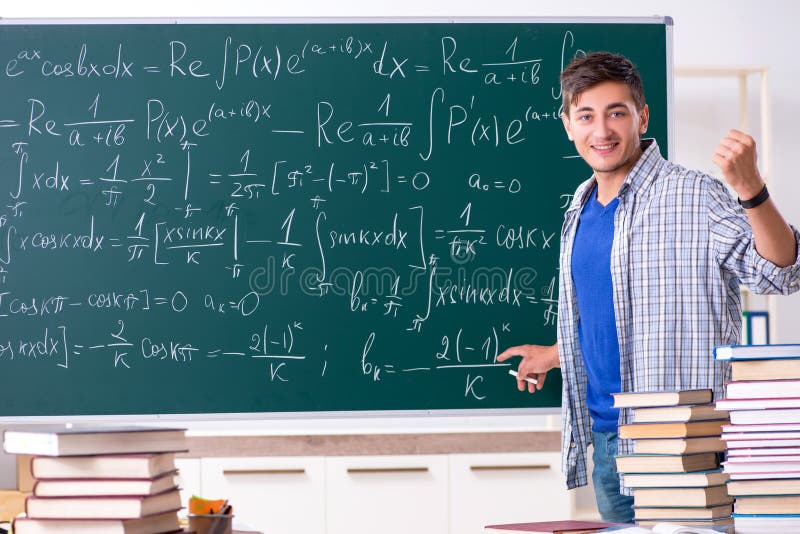 The Young Male Student Studying Math at School Stock Image - Image of ...