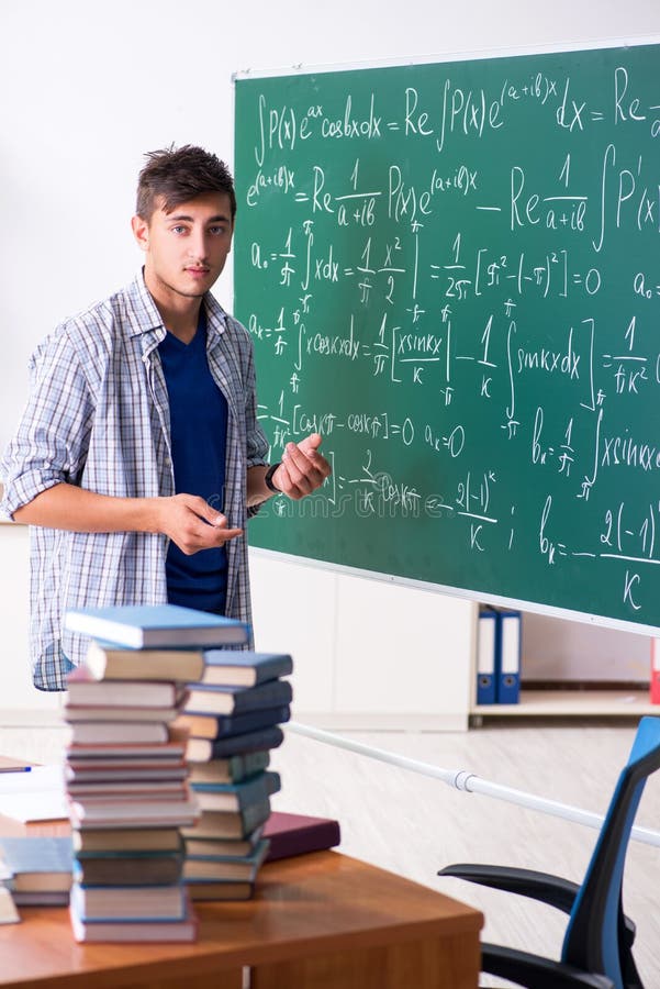 The Young Male Student Studying Math at School Stock Image - Image of ...