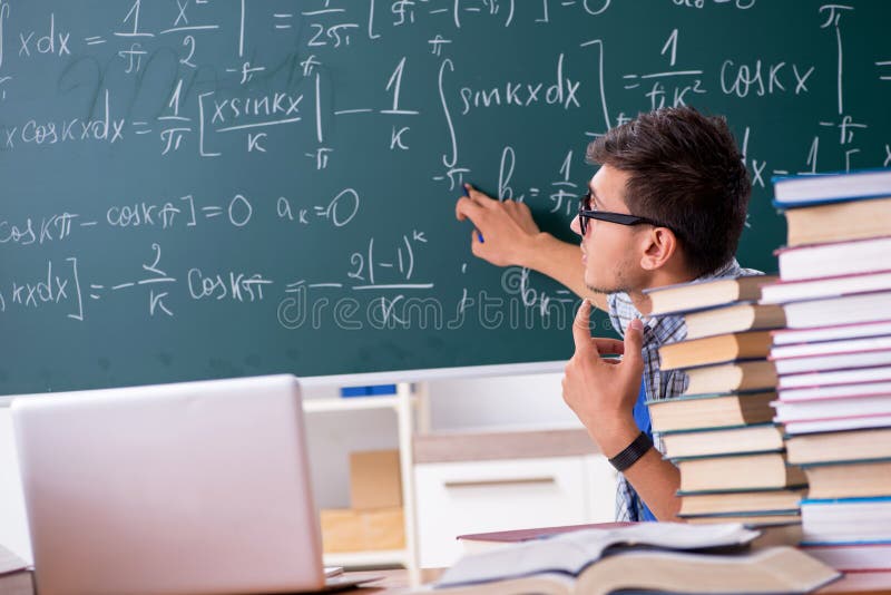 The Young Male Student Studying Math at School Stock Image - Image of ...