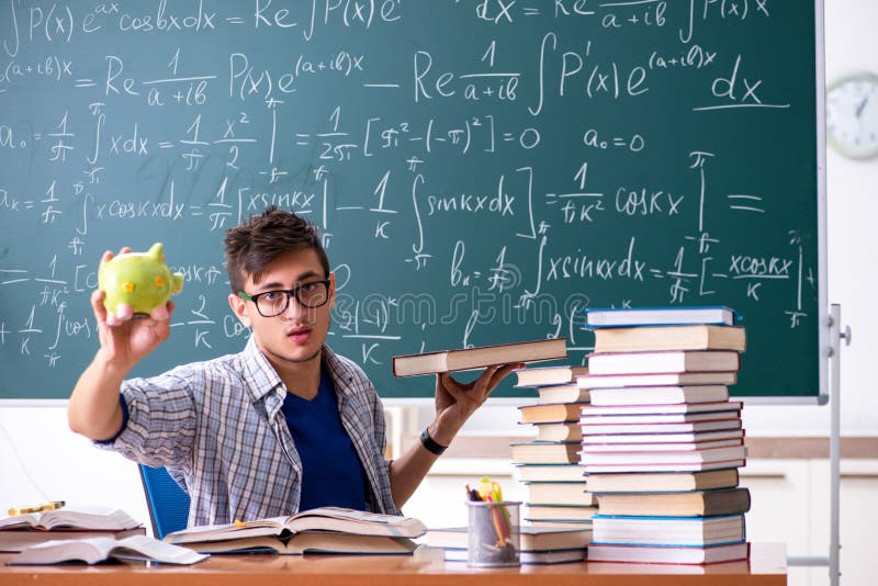 The Young Male Student Studying Math at School Stock Photo - Image of ...