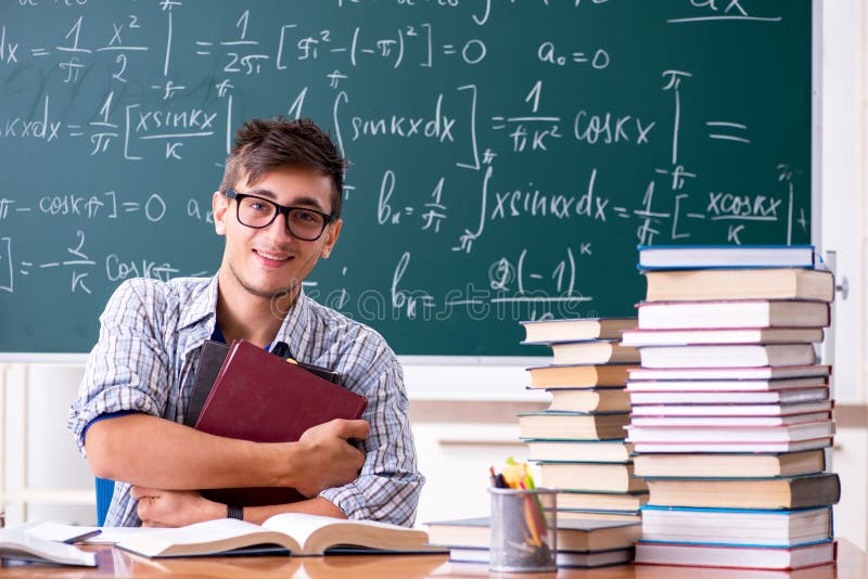 The Young Male Student Studying Math at School Stock Image - Image of ...