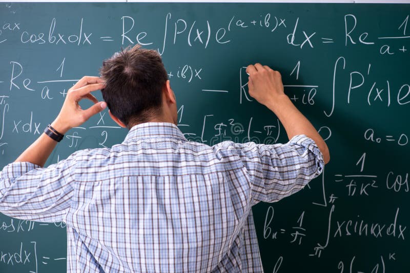 The Young Male Student Studying Math at School Stock Image - Image of ...