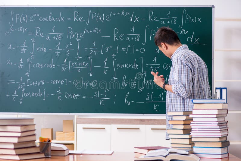 The Young Male Student Studying Math at School Stock Image - Image of ...