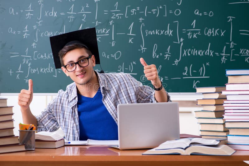 The Young Male Student Studying Math at School Stock Photo - Image of ...