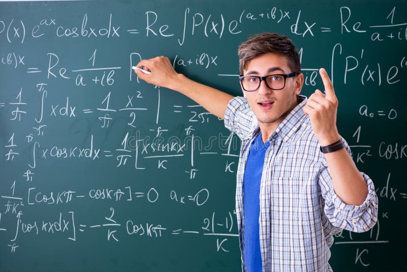 The Young Male Student Studying Math at School Stock Photo - Image of ...