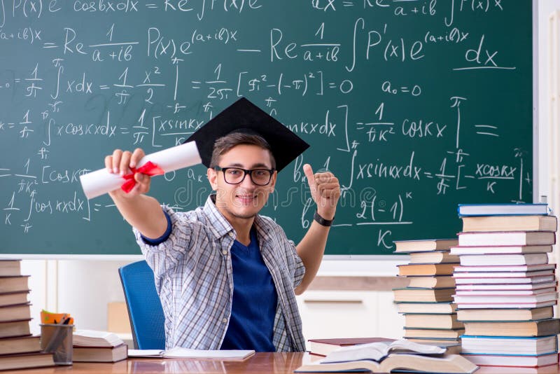 The Young Male Student Studying Math at School Stock Image - Image of ...