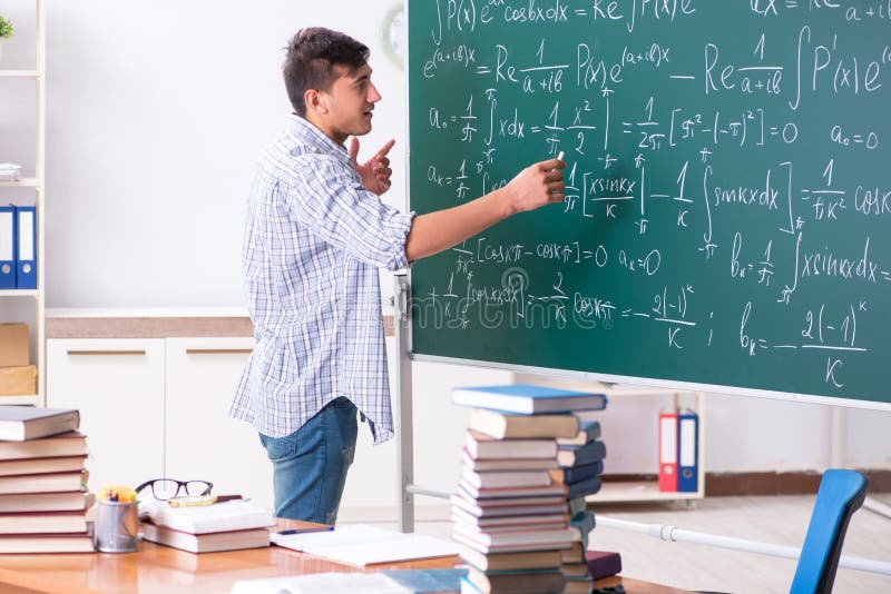 The Young Male Student Studying Math at School Stock Image - Image of ...