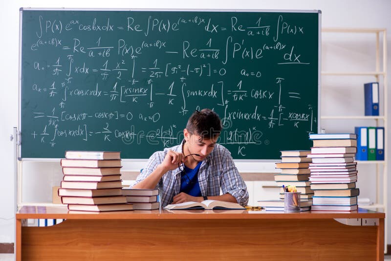 The Young Male Student Studying Math at School Stock Image - Image of ...