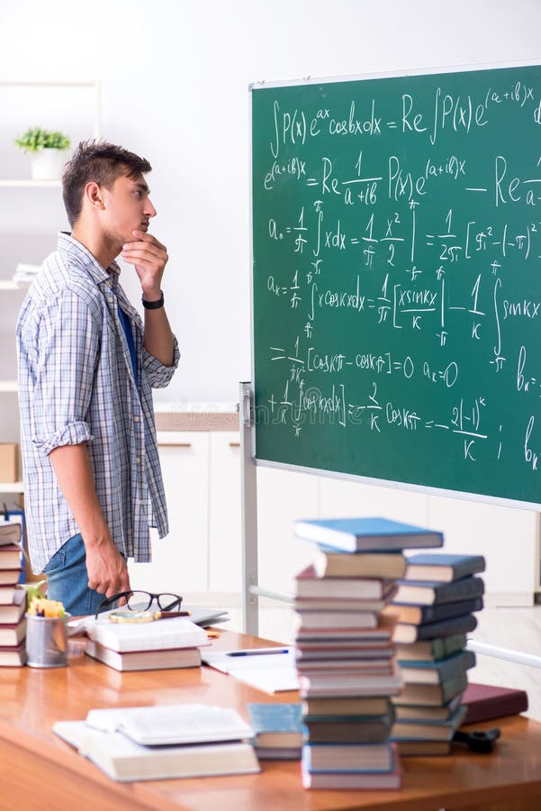 The Young Male Student Studying Math at School Stock Image - Image of ...
