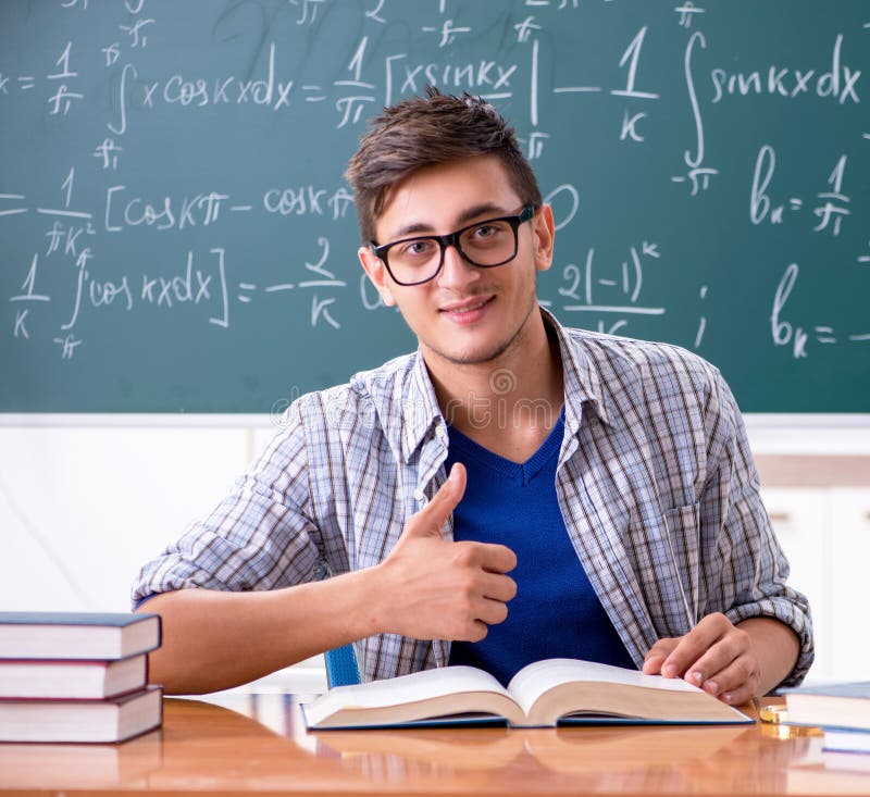 Young Male Student Studying Math at School Stock Image - Image of ...